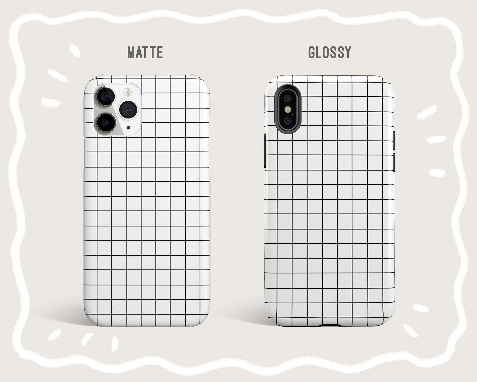 Black Minimalist Grid Line Phone Case Iphone 12 Mini 11 Pro - Etsy