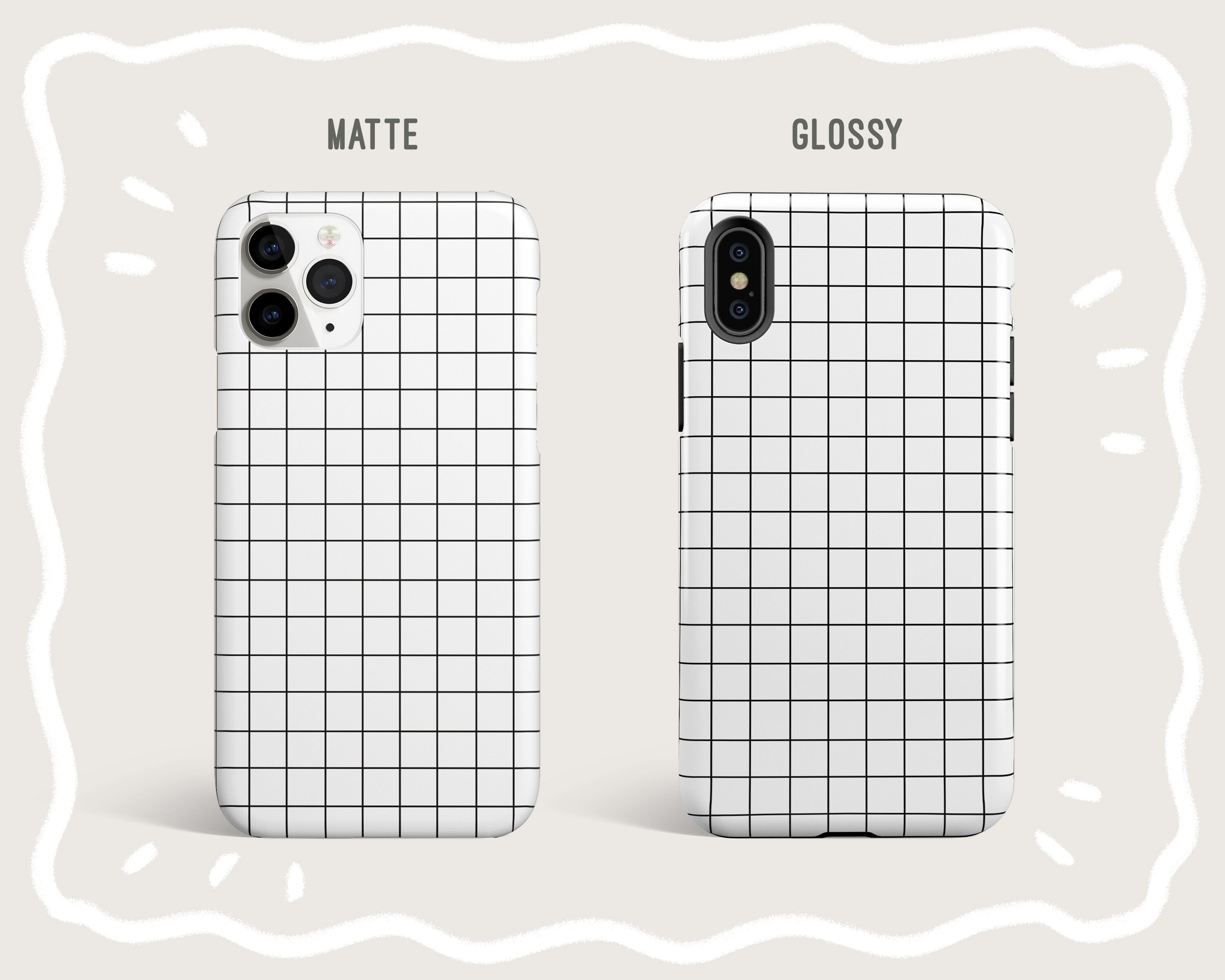 Black Minimalist Grid Line Phone Case Iphone 12 Mini 11 Pro | Etsy