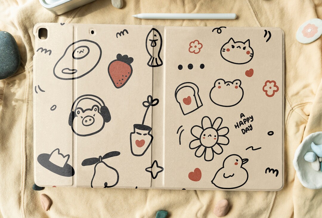 Doodle Art iPad Case With Pen Slot for Book Stand iPad 10.2"/10.9in ...