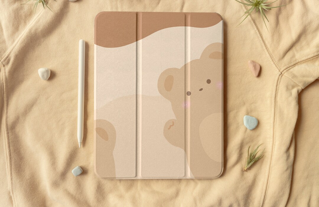 Cute Bear Say Hi Foldable Flip iPad Case With Pen Slot, Flip iPad 10.2 ...