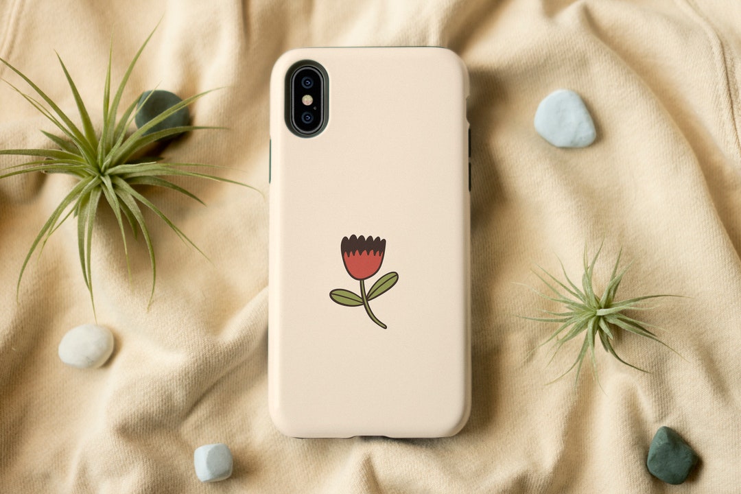 Cute Red Flower iPhone Case, Kawaii Flower Art iPhone Cover, Beautiful ...