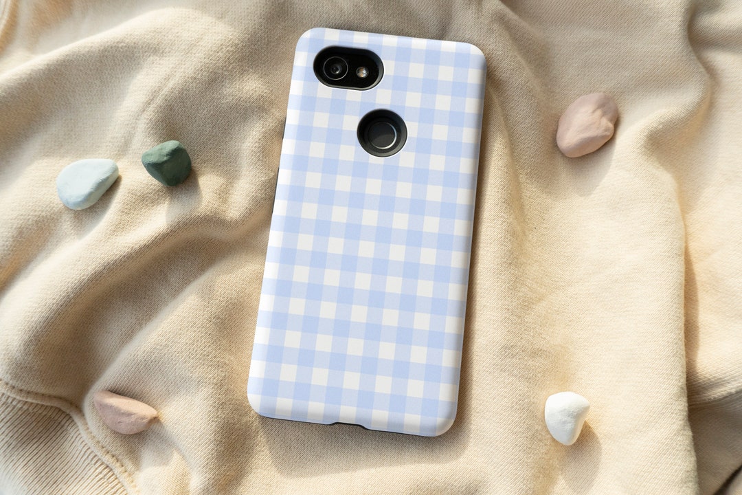 Blue Checker Phone Case for iPhone 14 Pro Case, Check Blue Case for ...
