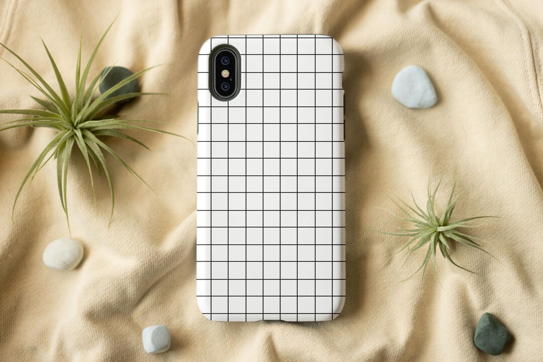 Black Minimalist Grid Line Phone Case, More Color Options for Iphone ...