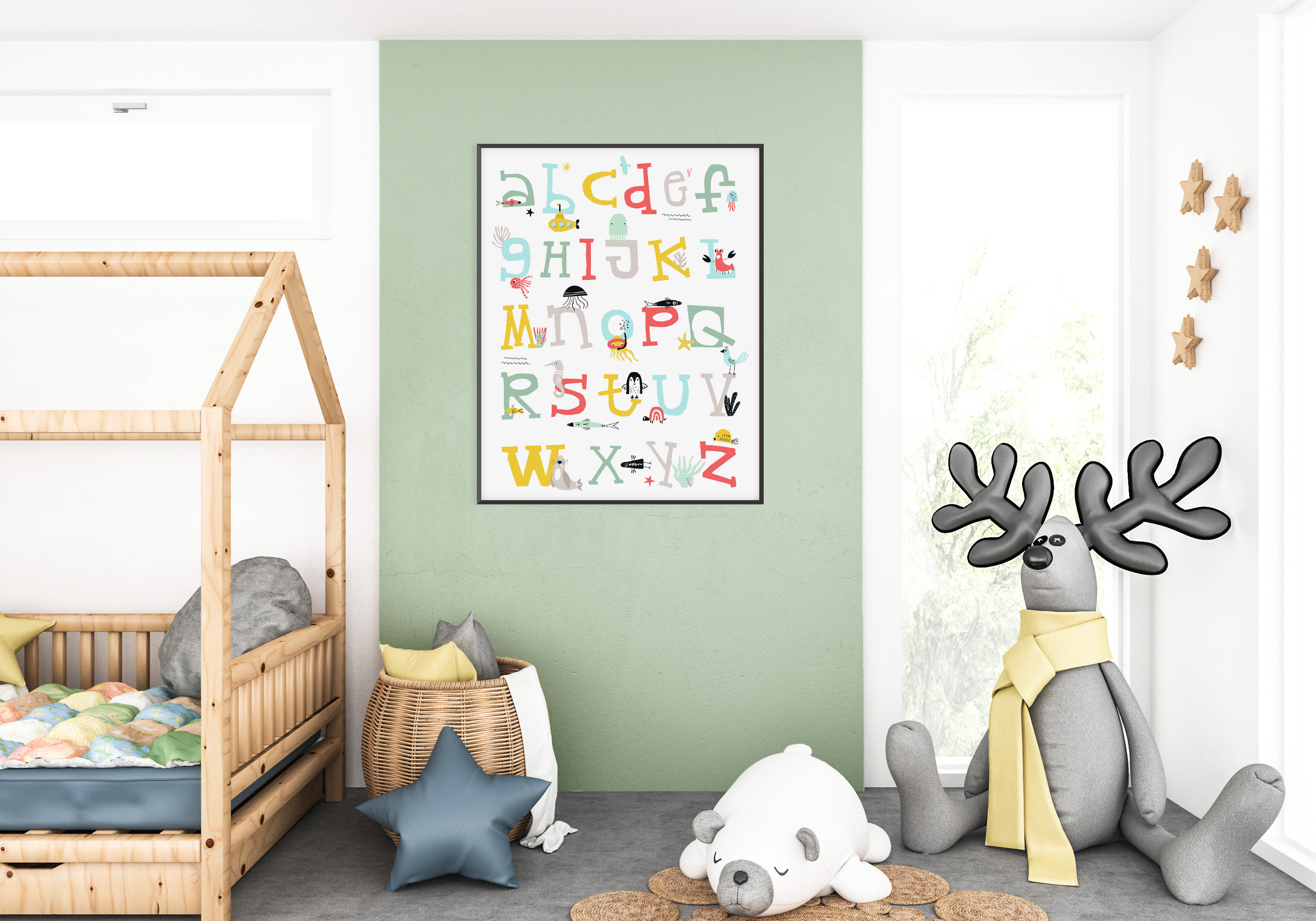 DIGITAL DOWNLOAD Alphabet Poster Printable Wall Art Nursery Decor Sea ...