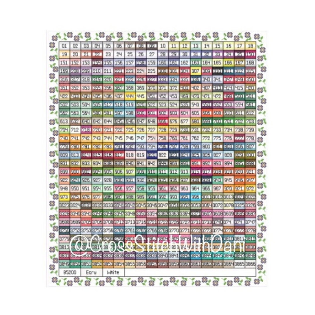 The Ultimate DMC Floss Swatch Sorter: Cross Stitch Pattern (instant PDF ...