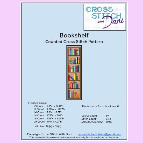 Cross Stitch Pattern: Bookshelf (instant PDF Download) - Etsy