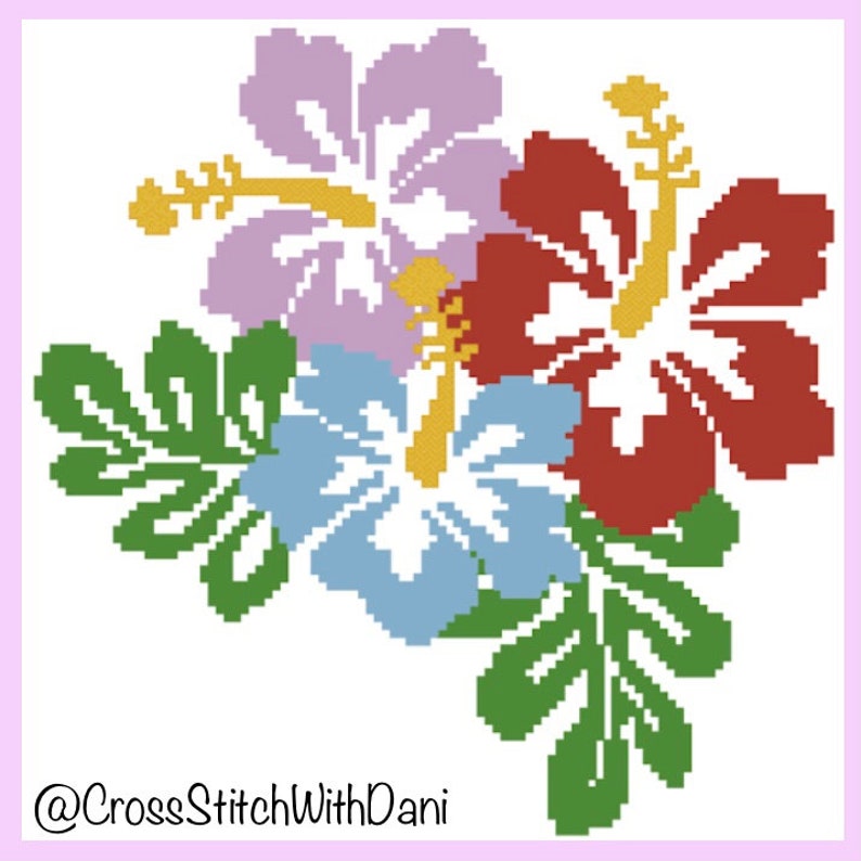 Cross Stitch Pattern: Hibiscus (instant PDF Download) - Etsy