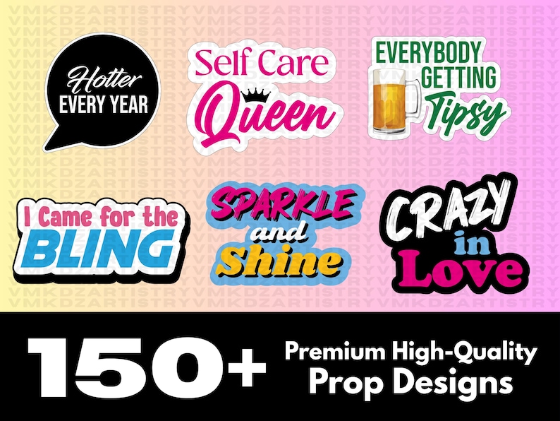 150+ Printable Photo Booth Props: Party Decorations (PNG Files, Digital ...