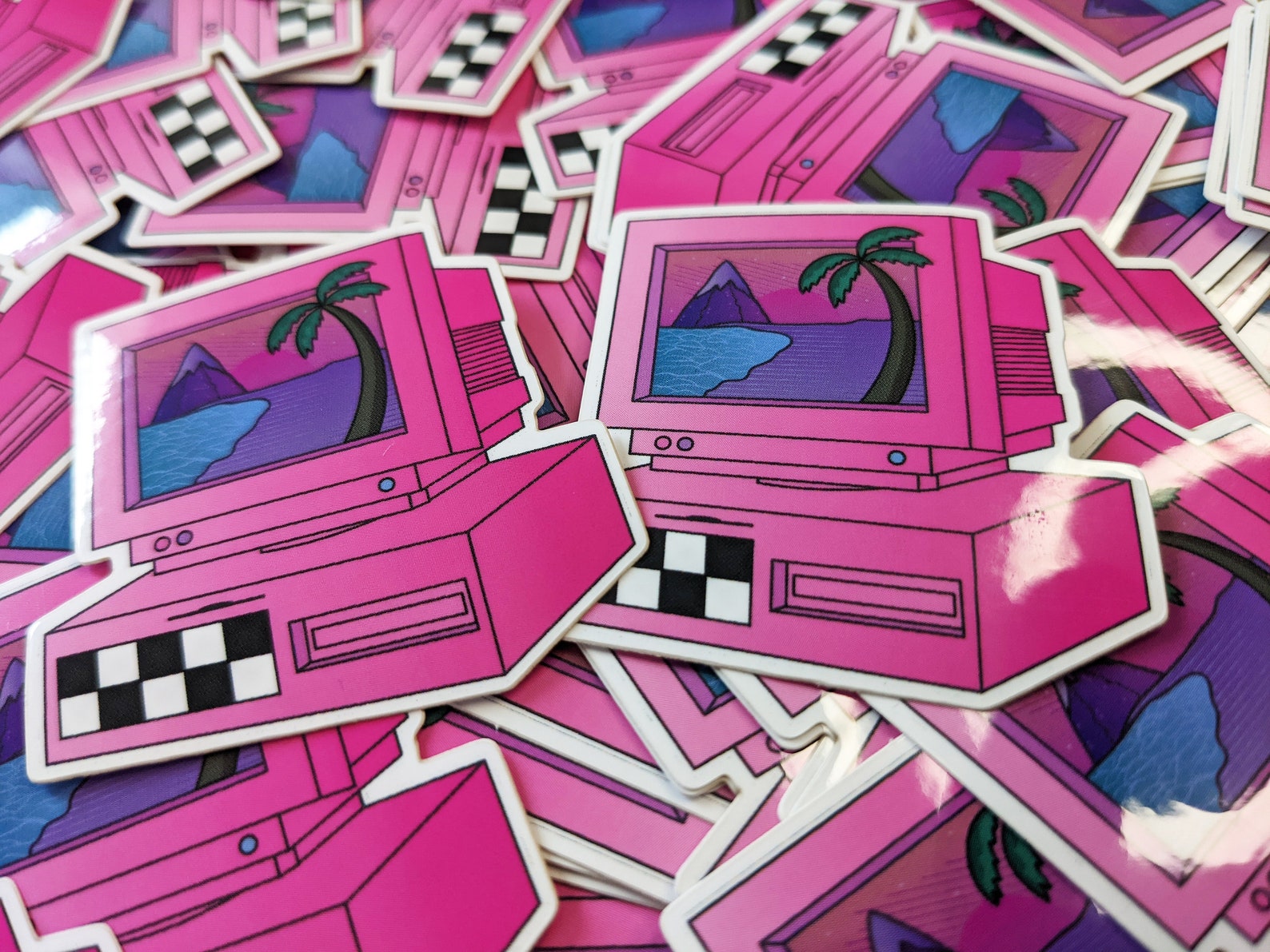 Pink Retro Computer Sticker 90s Sticker Vaporwave Sticker | Etsy