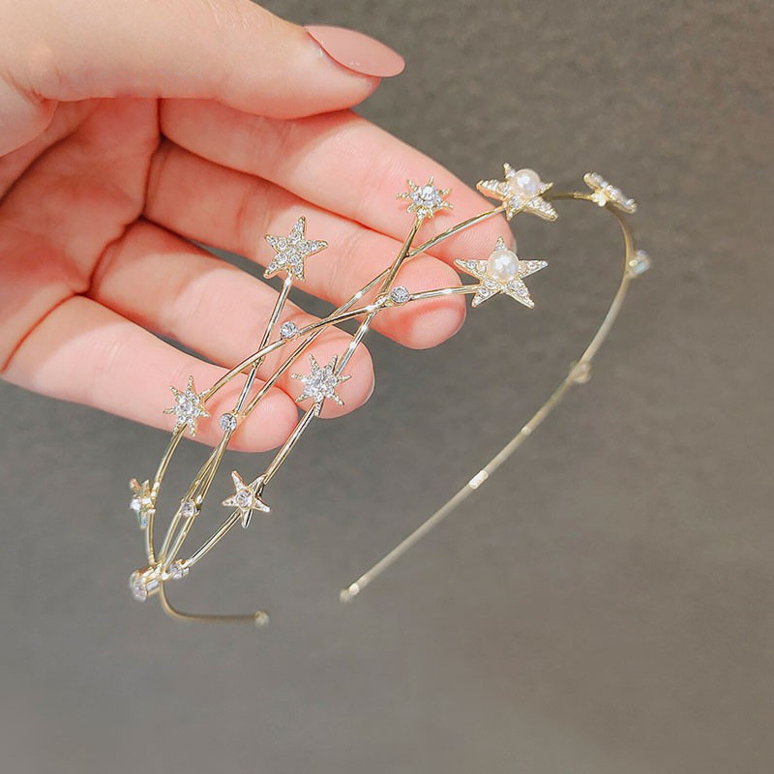 Star Headband Crystal Headband Pearl Hair Band Celestial Star - Etsy