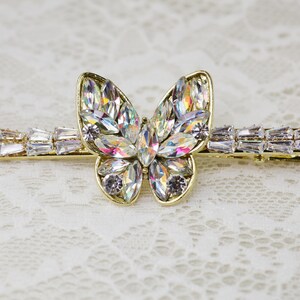 Crystal Butterfly Hair Barrette Long and Skinny Barrettes - Etsy