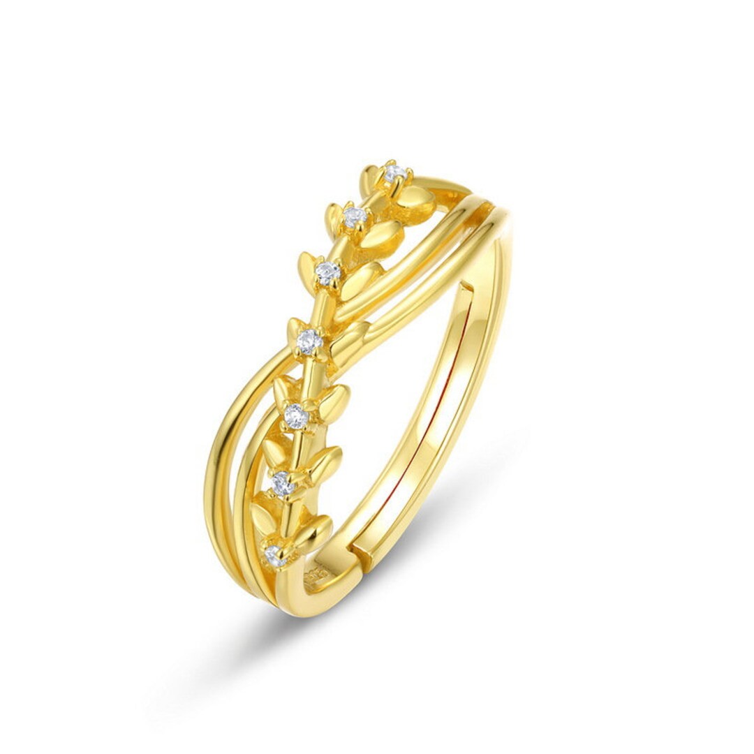 Gold Vine Ring Sterling Silver Leaves Ring Elegant Band Ring - Etsy