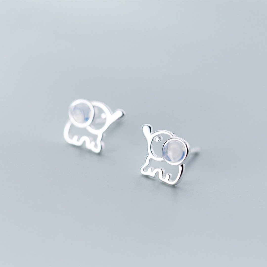 Sterling Silver Elephant Earrings Baby Elephant Stud Earrings - Etsy