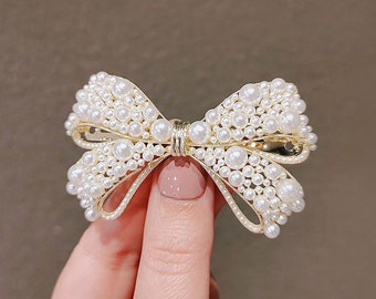 Pearl Hair Bow - Etsy