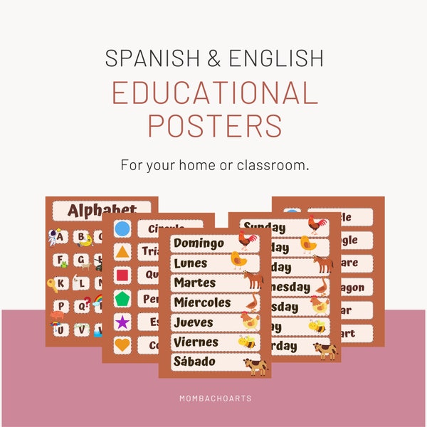 Spanish and English Bilingual Alphabet Posters - Etsy