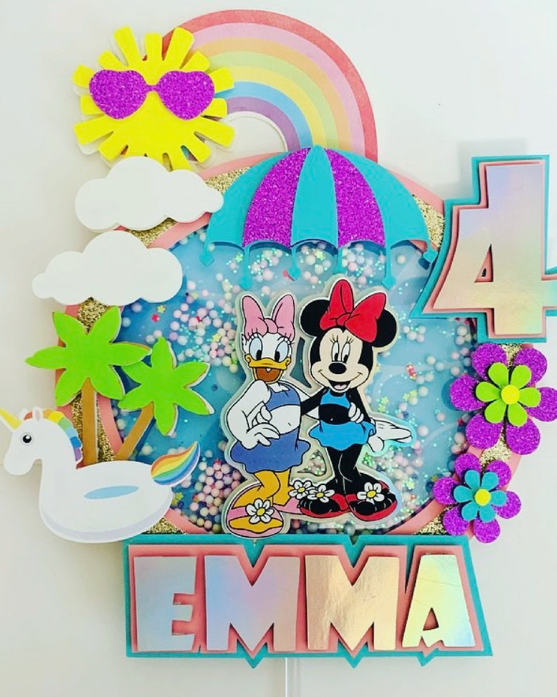 Minnie Mouse Pool Party Cake Topper Minnie Summer Cake - Etsy