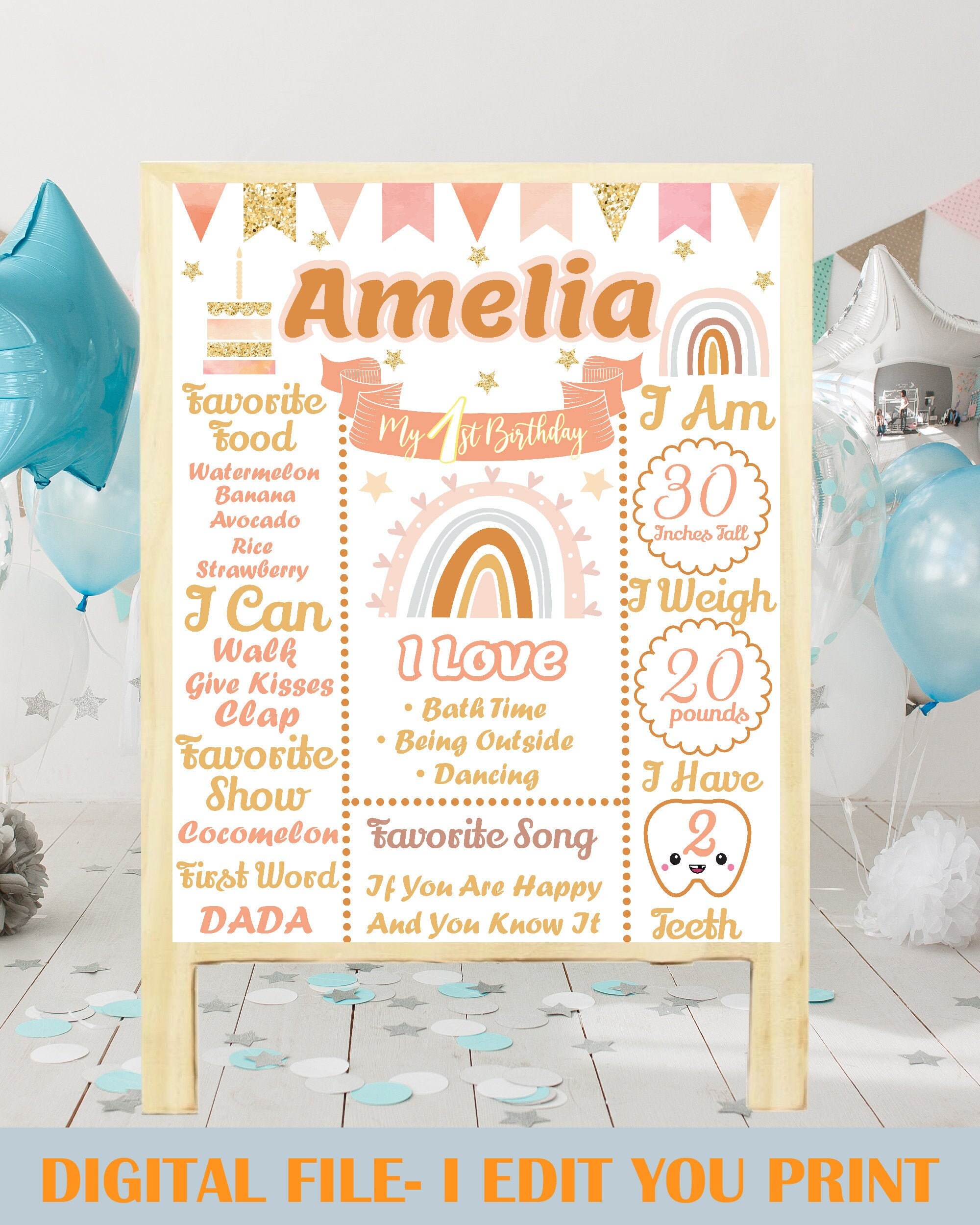 Boho Rainbow Birthday Chalkboard Sign Muted Modern Bohemian Rainbow ...