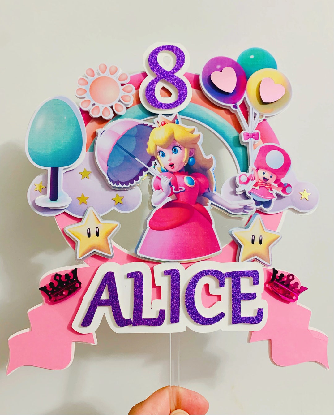 Princess Peach Cake Topper, Princess Peach Birthday Decoration - Etsy
