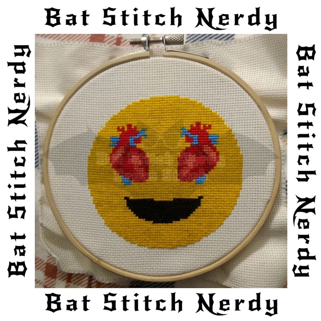 Heart Eyes Emoji Cross Stitch Pattern - Etsy