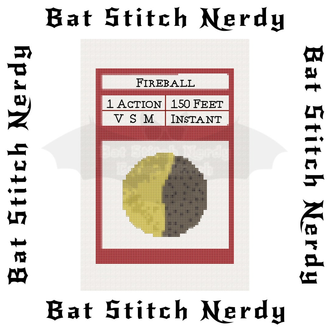 Fireball Spell Card Cross Stitch Pattern - Etsy