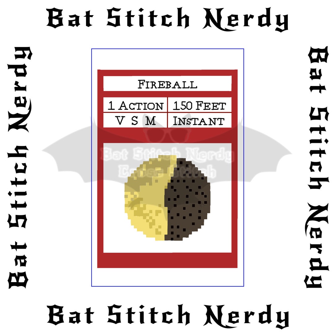 Fireball Spell Card Cross Stitch Pattern - Etsy