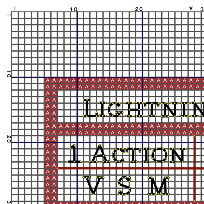Lightning Bolt Spell Card Cross Stitch Pattern - Etsy