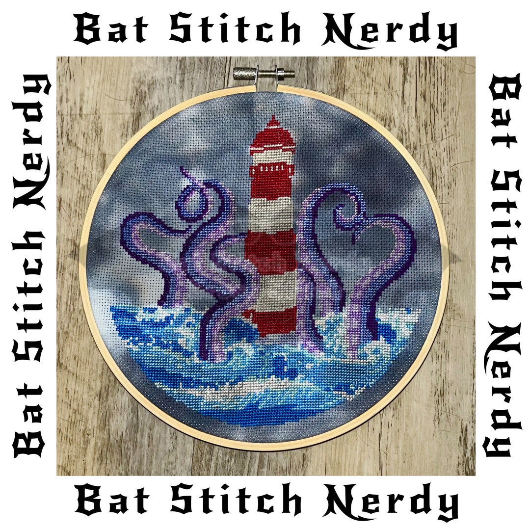The Kraken and the Lighthouse Cross Stitch Pattern - Etsy