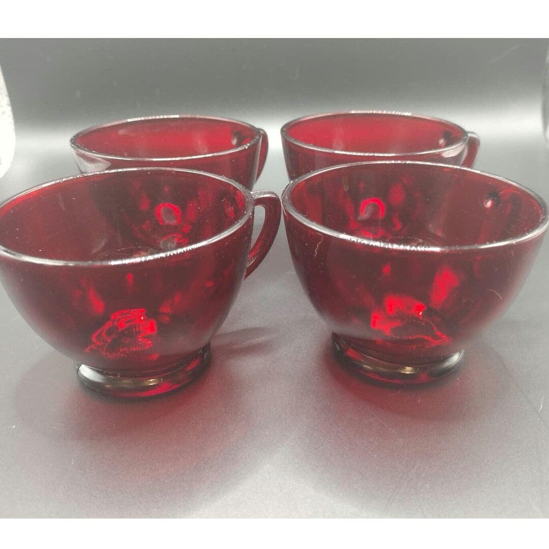 Vintage 1960s Royal Ruby Red Punch Cups Set of 4 Anchor Hocking Glass ...