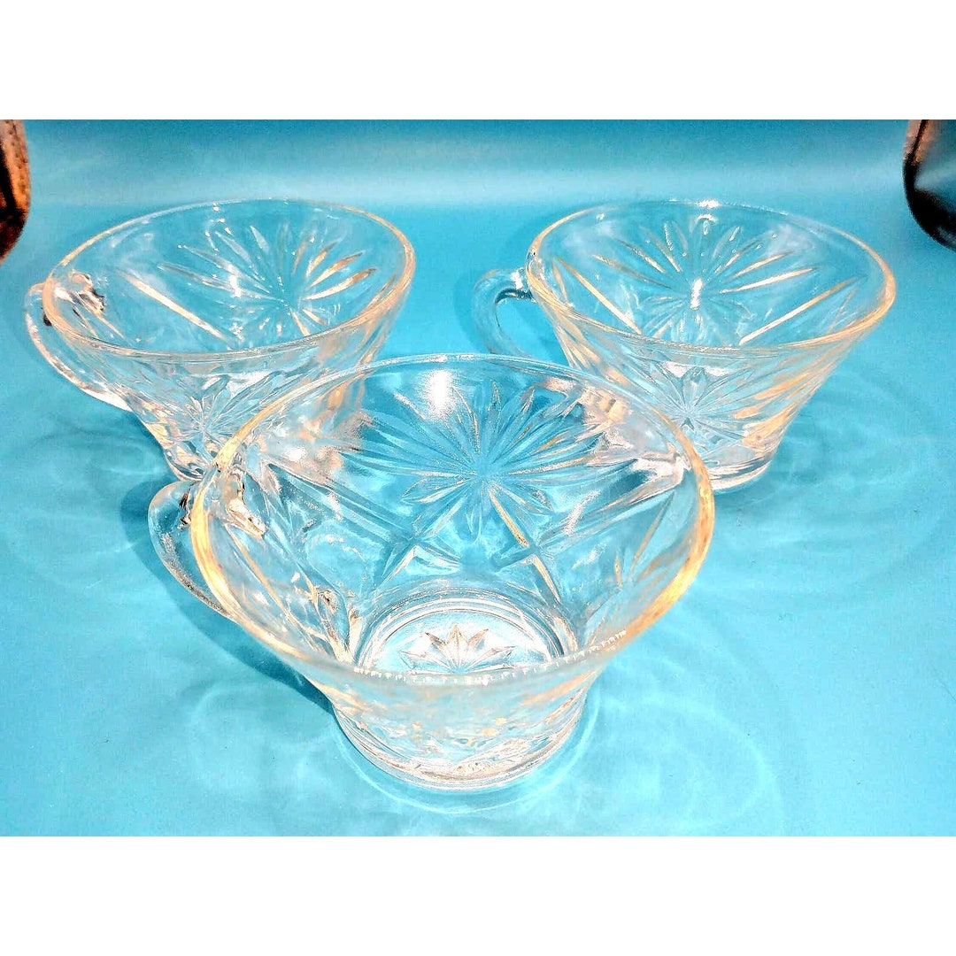 Vintage Starburst Punch Bowl Cups Set of 3 Clear Glass - Etsy