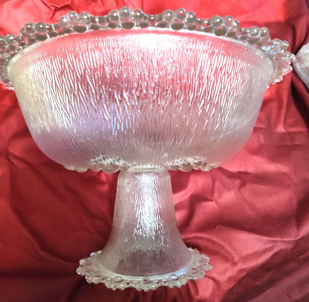 Masserini Barocco Footed Punch Bowl: Italian Textured Glass Mid Century ...