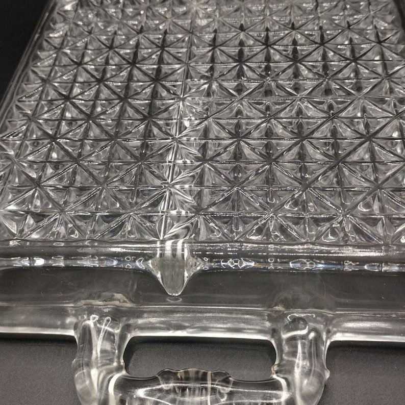 Vintage Heavy Clear Glass Divided Divided Dish Tray 3 Part Condiment ...