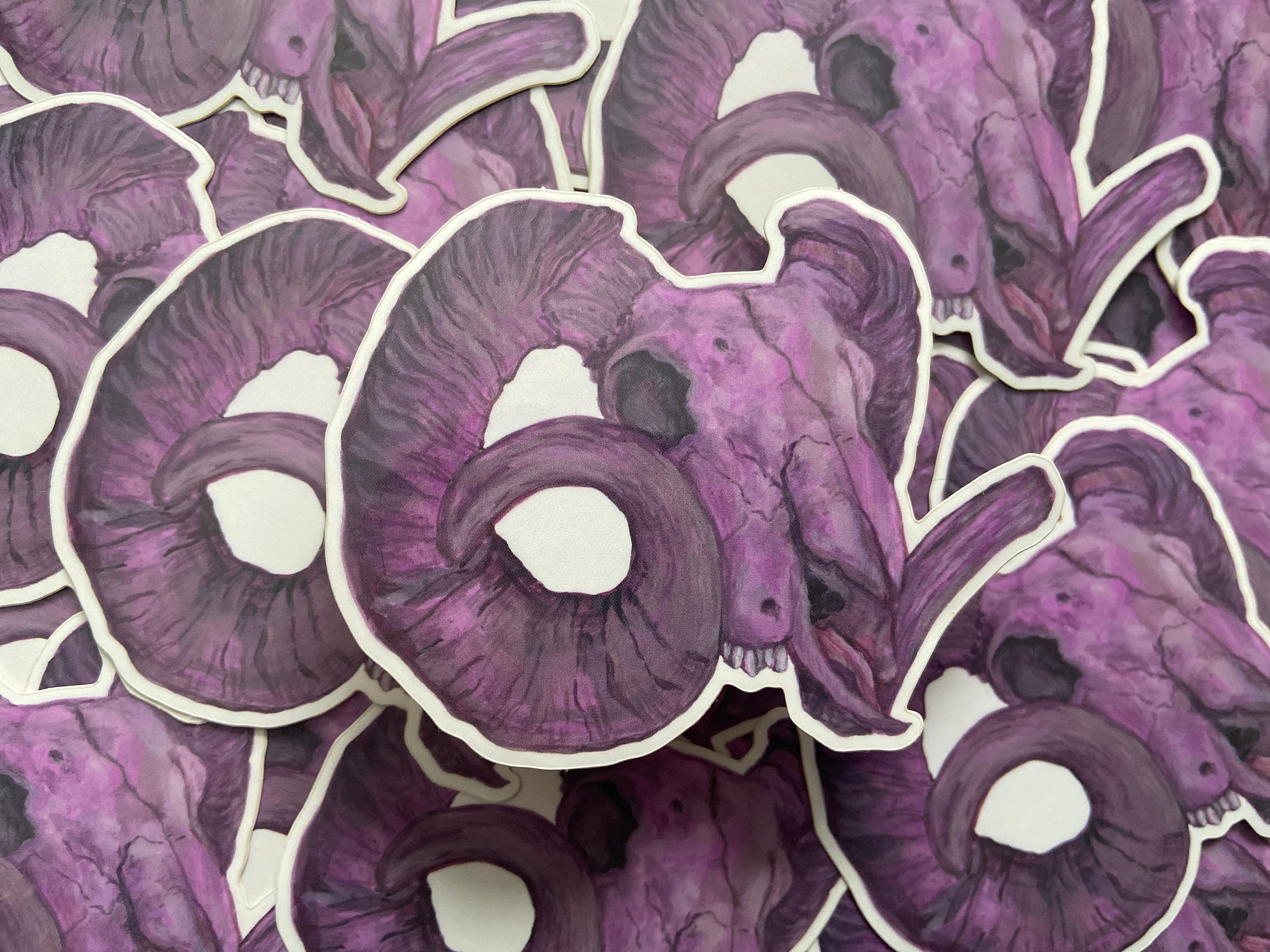Purple Ram Skull Sticker - Etsy
