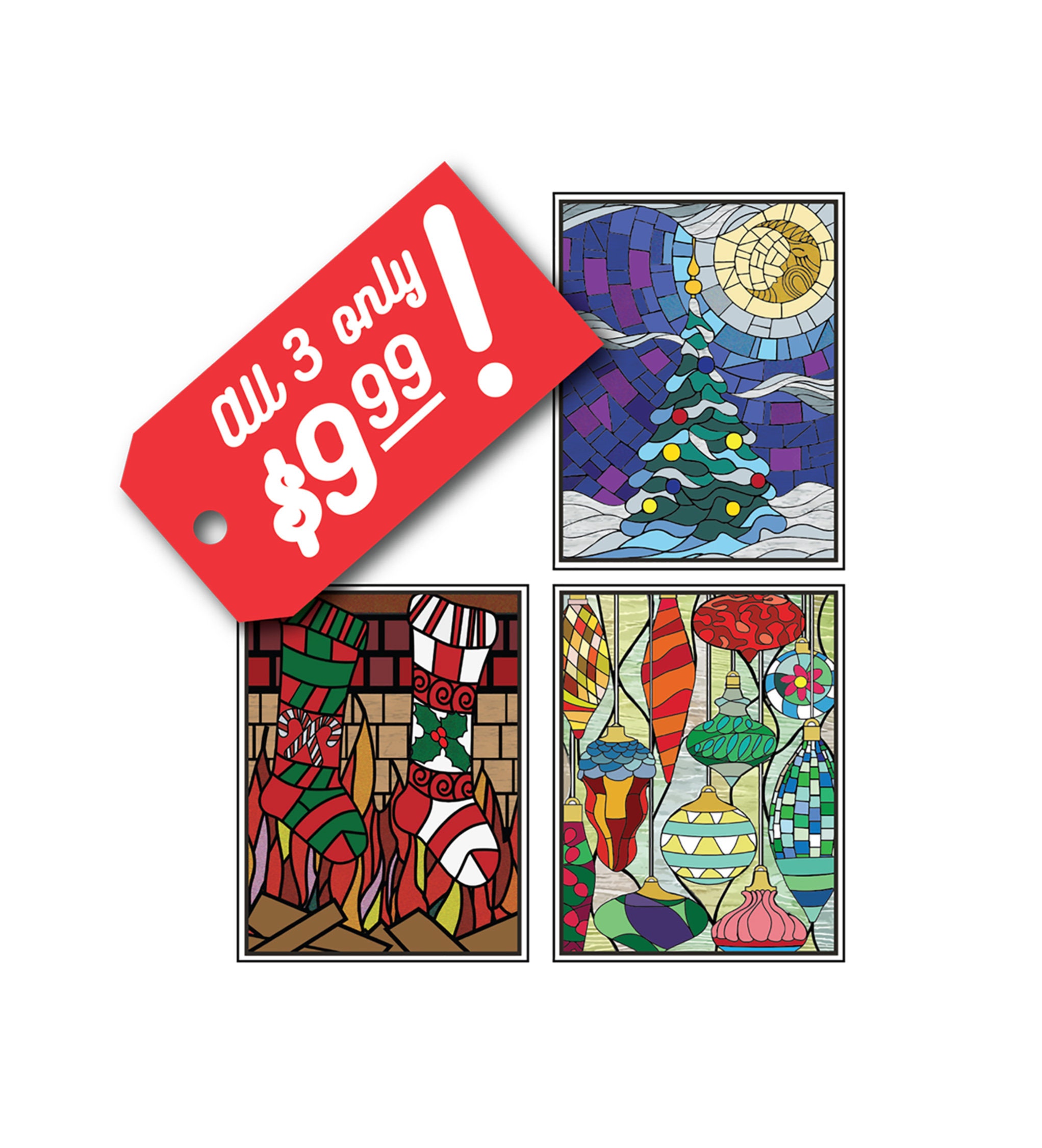 Chistmas Window Clings Set of 3 - Etsy