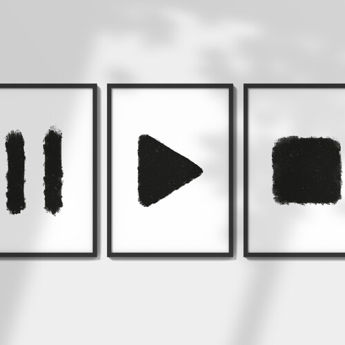Music Art Set of 3 Music Prints Unframed Black and White - Etsy