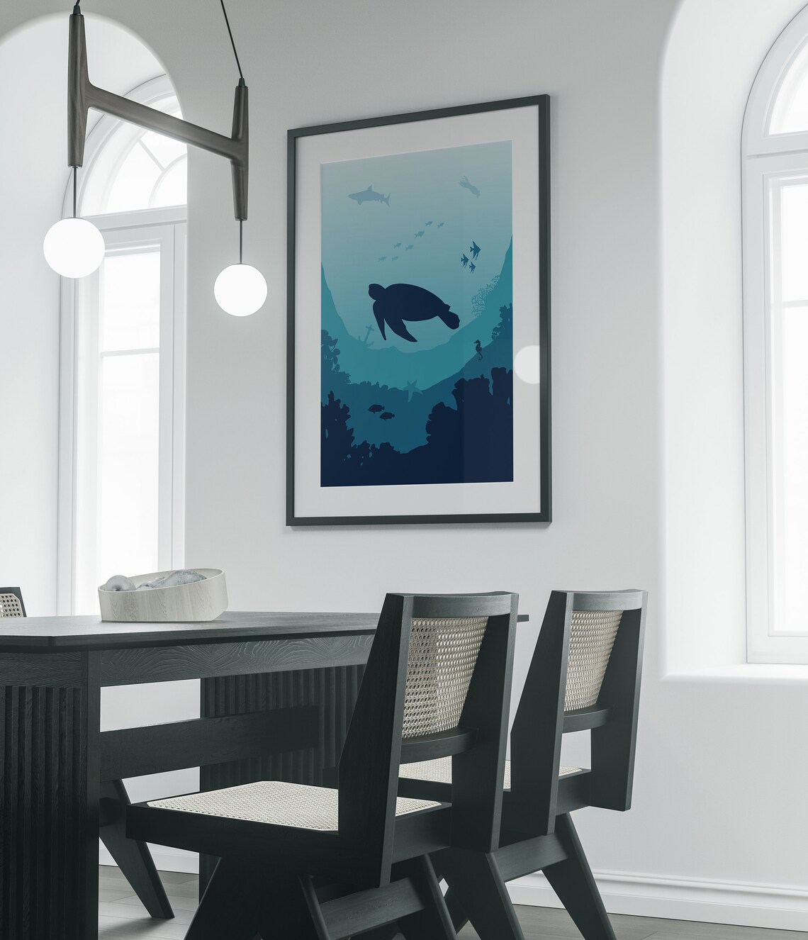 Blue Under the Sea Print, Sea Turtle Poster, Printable Ocean Animals ...