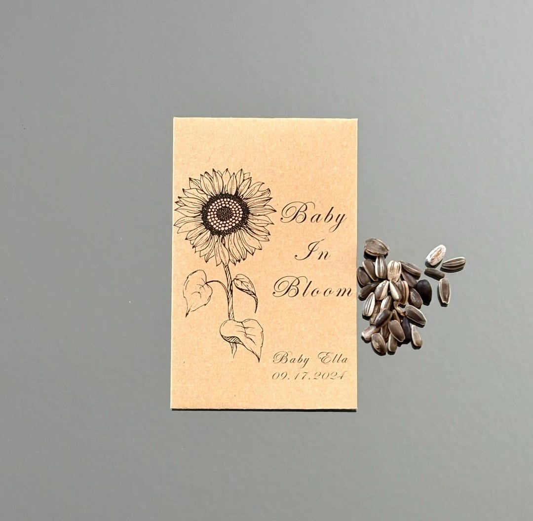 Baby in Bloom Personalized Sunflower Seed Packets, Watch Me Grow ...