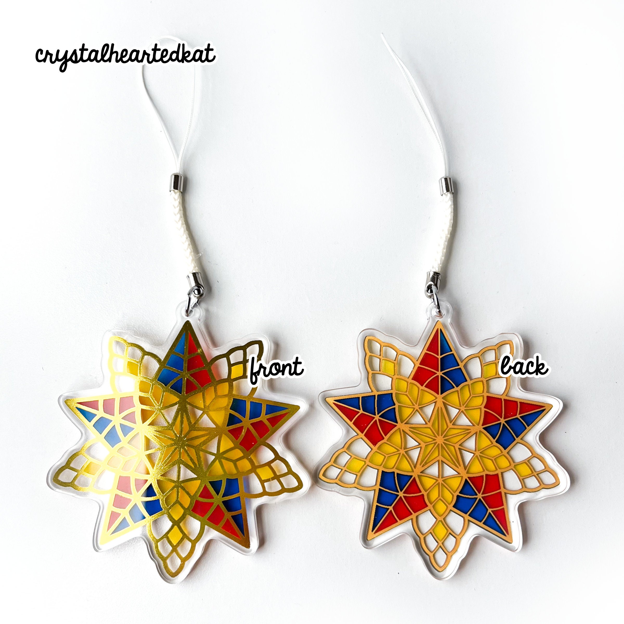 Filipino Parol Ornament | Star Shaped in Philippine Flag Colors | Gold ...