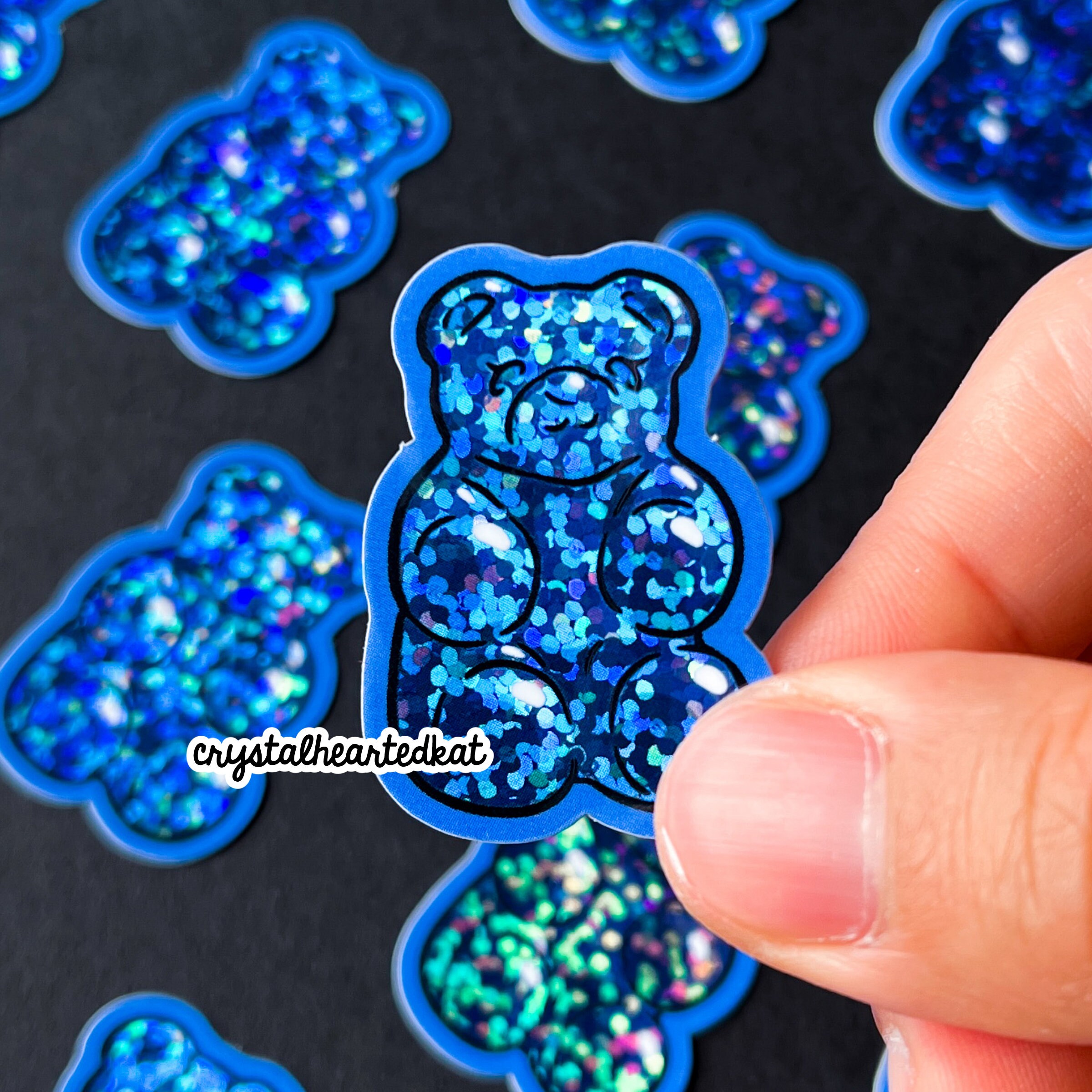 Glitter Gummy Bear Vinyl Sticker Pink Blue Gold - Etsy