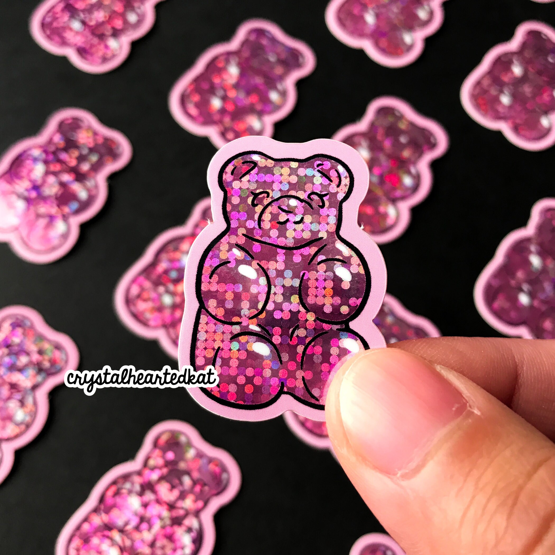 Glitter Gummy Bear Vinyl Sticker Pink Blue Gold - Etsy