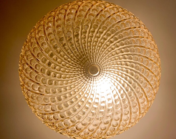 Vintage 1960s German Flush Mount Ceiling Light With Amber Bubble Glass ...