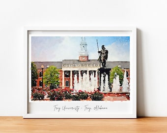Custom Watercolor, Campus House, College Life, Wall Art, Personalized ...