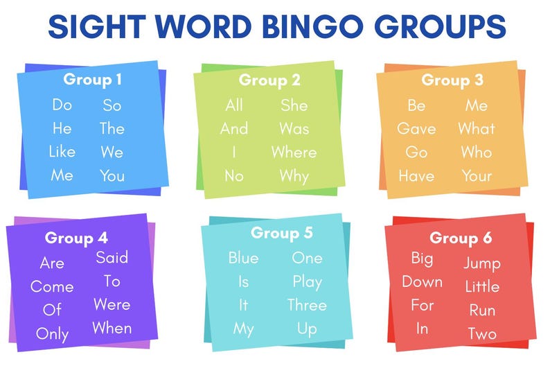 Sight Word Bingo - Etsy