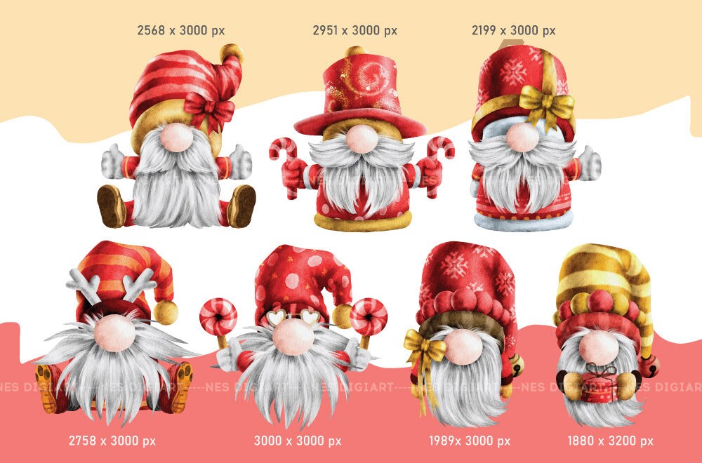 Red Gnome Christmas PNG Cliparts Bundle , Instant Download - Etsy