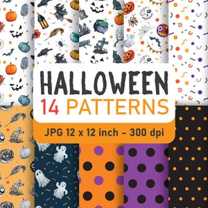 Halloween Digital Paper, Halloween Pattern Design, JPG File Digital ...