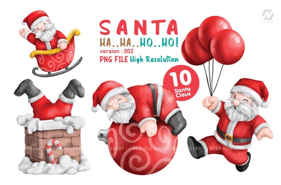 Santa Claus Christmas PNG Cliparts Bundle Digital Download - Etsy