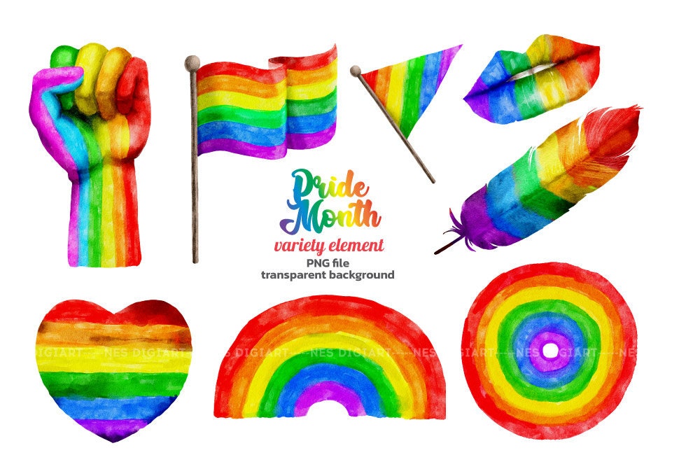 Pride Month LGBTQ Watercolor Clipart, Digital Download - Etsy