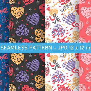 Valentine Digital Paper Seamless Patterns Design, Valentine Sublimation ...