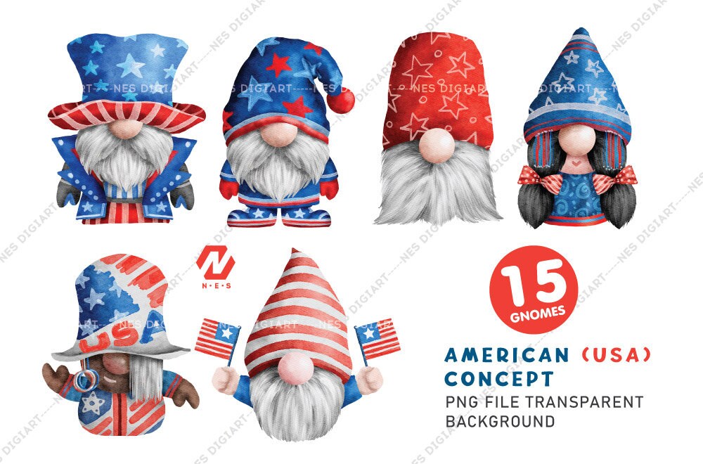 Gnome 4th of July PNG Clipart Bundle Instant Download - Etsy
