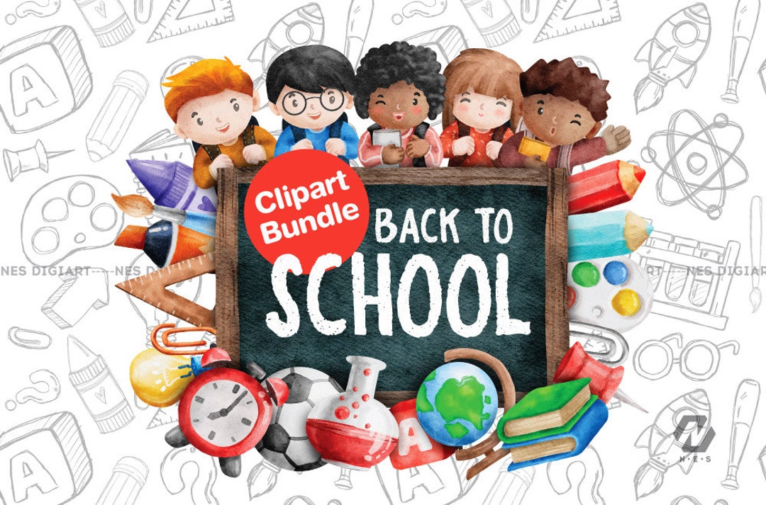 Back to School Clipart PNG Bundle, Instant Download - Etsy