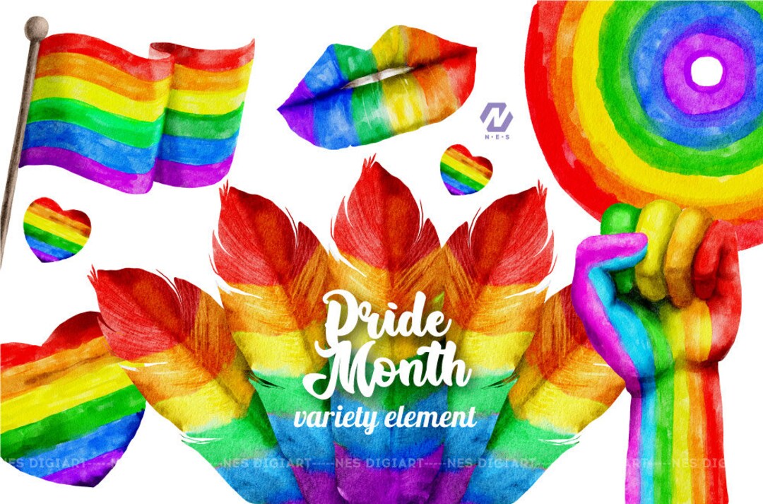 Pride Month LGBTQ Watercolor Clipart, Digital Download - Etsy